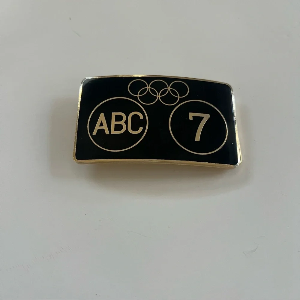 Olympics | Accessories | Vintage Abc 7 Olympic Rings Belt Buckle Black ...
